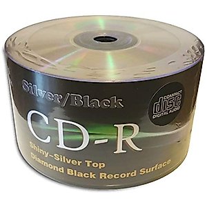 Digital-Audio Shiny-Silver/Black 80-Min CD-R's (Shiny-Silver Top, Black Bottom) 100-Pak (2 x 50-Pak)