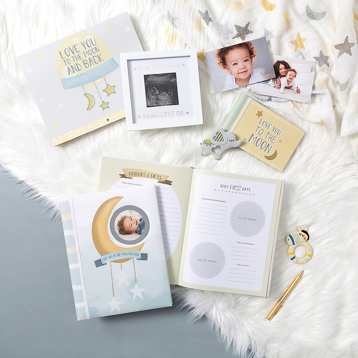 C.R Gibson BPSF-23934 Love You to The Moon and Back Baby Sonogram Picture Frame, 7'' W x 7'' H