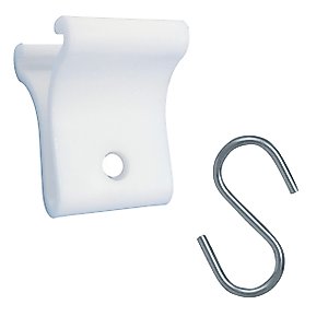 White Grid Clips - 150 Pc Set Ceiling Hook Kit (75 Clips, 75 Hooks) by Sharp Tank - Perfect for Hanging Classroom Decorations, Signs, Decore from Drop Ceiling T-Bar