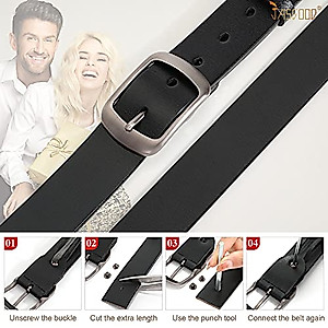JASGOOD Plus Size Women Leather Belt Black Casual Waist Belt for Jeans Pants with Metal Pin Buckle(Black,Fit Waist Size 48&#039;&#039;-52&#039;&#039;)