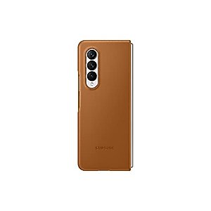 Samsung Galaxy Z Fold 3 Phone Case, Leather Protective Cover, Heavy Duty, Shockproof Smartphone Protector, US Version, Camel,EF-VF926LAEGUS