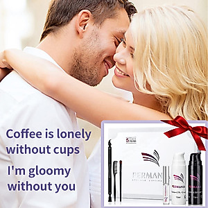 PERMANIA Lash Lift Kit with Black Color, Eyelash & Brow Lamination 4 IN 1 Black Color Make Lash Perm Voluminous and Curl for Salon & Home（Black）