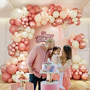 Belscebels Blush Pink Balloons Arch Kit, Nude Beige Rose Gold Dusty Rose Dusty Pink Balloons Garland Arch Kit Neutral Boho Baby Shower Balloons for Girl Birthday Party Decoration Wedding Bridal Shower