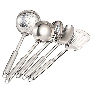 YARNOW 2 Sets Stainless steel kitchenware spatula stainless steel egg cookers slotted spoon ash can for fireplace kitchen cooking tool egg spatula double line Cutlery Set