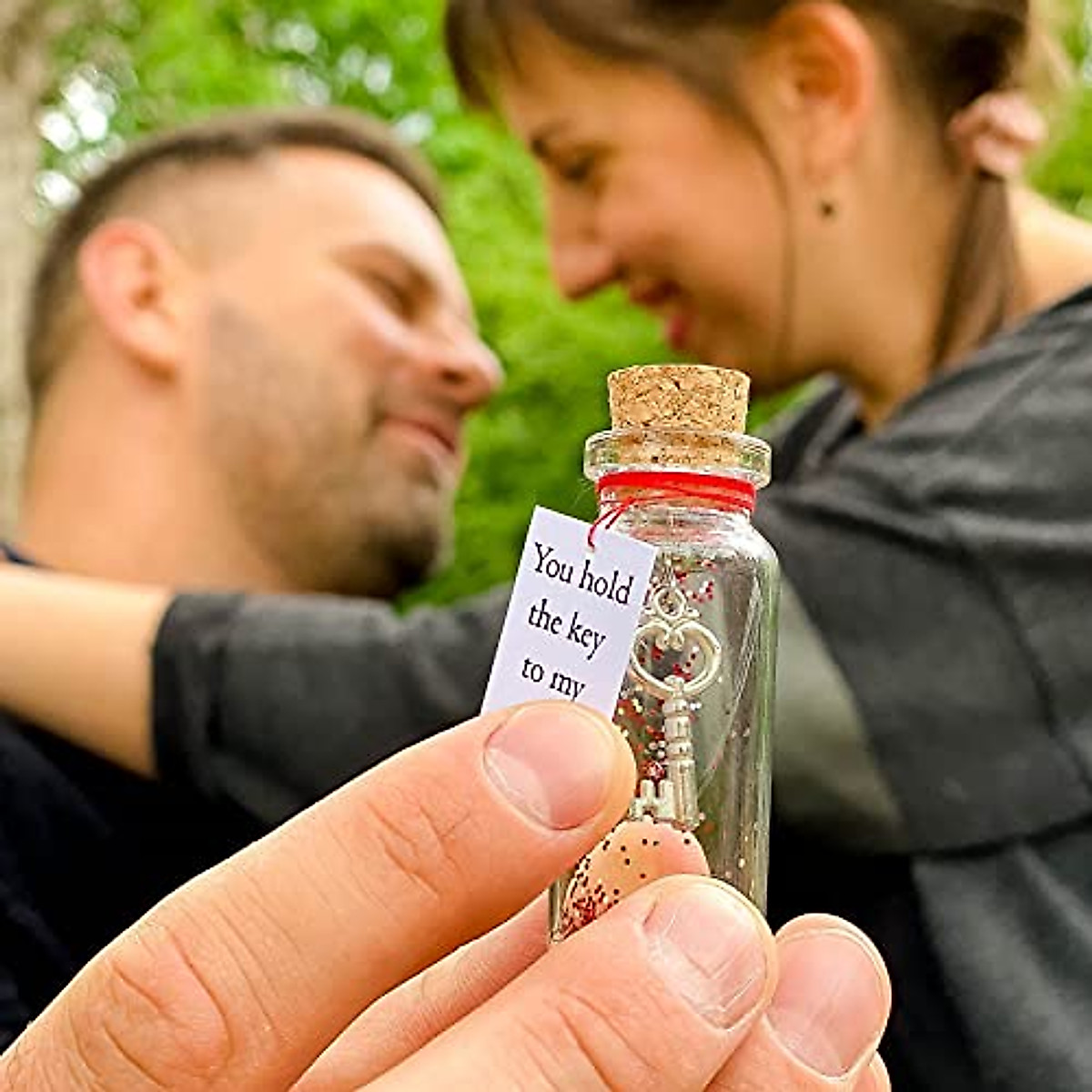 Kseniya Revta Anniversary Present for Her & Him, Romantic Gift for Boyfriend Girlfriend, Custom Message I Love You Gifts to Wife Husband (Key - You Hold the Key to My Heart, in a Bottle)