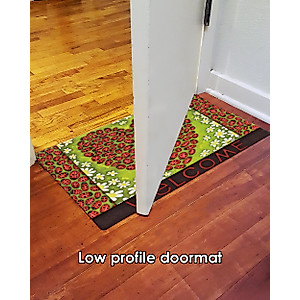 Toland Home Garden 800003 Ladybug Heart Summer Door Mat 18x30 Inch Welcome Outdoor Doormat for Entryway Indoor Entrance