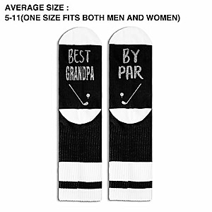GOTAHAU 1 Pair of Golf Socks, Best Grandpa By Par, Gift For Grandfather from Grandchildren, Novelty Christmas Birthday Gifts For Grandpa -067