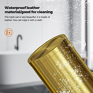 LEASYLIFE 30L/8GAL Gold Brass Kitchen Trash Can,Tall Commercial Garbage can，Large Capacity FILP lid Trash can for Kitchen,Shopping mall,Elevator gate,Airport, Hotel,Commercial (Gold)