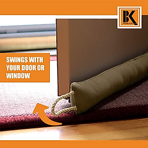 Draft Stopper - Door Draft Stopper Blocker - Under Door Weather Insulator Seal 37 inches - Sticks and Swings with The Door, Never Bend,2 Lbs Heavy and Effective Under Door Draft Stopper Energy Saver