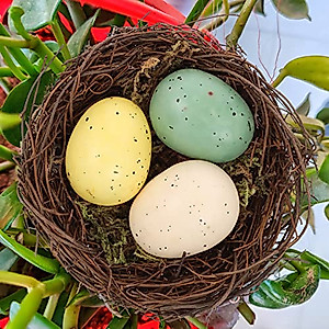 ARTIBETTER Artificial Bird Nest with 3 Bird Eggs Country Style Simulation Twig Bird Nest Handmade Rattan Nest DIY Craft Tree Ornament for Easter Garden Decor