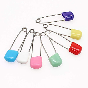 50 Pcs Baby Cloth Diaper Pins Stainless Steel Pins Plasetic End Safety Pins