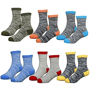 Hzcojulo Little Toddler Kids Boys Girls Fashion Cotton Socks -BA-6 Pairs,L/Shoe size 13-3.5/7-10Years