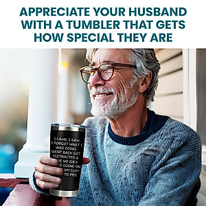 KLUBI Birthday Gifts for Women - I Came I Saw I Forgot Tumbler 20oz Black Birthday Gifts for Men Grandpa Gifts for Him Drinking Cups for Elderly Senior Citizen Tumbler I Came I Saw I Forgot Coffee Mug
