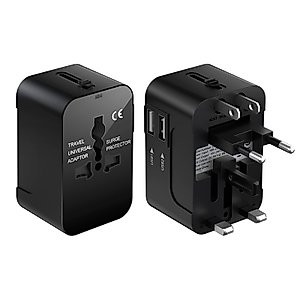 Universal Worldwide Travel Adapter,International Travel Plug Adapter with 2 USB Port and AC Socket,All in One Travel Adapter Power Adapter for US UK EU AU