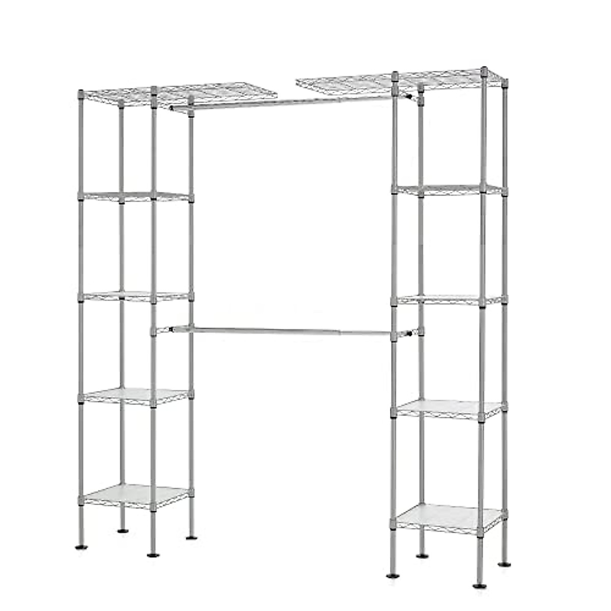 FLOYINM Steel Expandable Closet Organizer Chrome Clothes Hanger Coat Rack Floor Hanger Storage Wardrobe