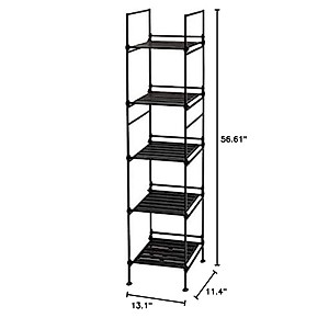 Organize It All 5 Tier Square Freestanding Shelf Unit for Bedroom, Bathroom, or Home Storage and Organization, in Espresso