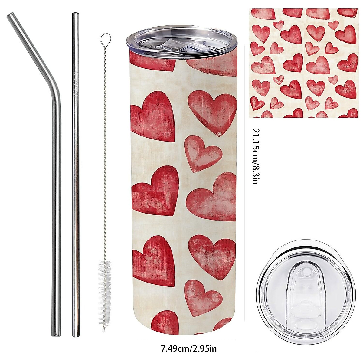 Medpol love kisses valentines insulated tumblers coffee cup Gift，love kisses valentines Drinking Glasses-Tea Cup-Coffee Mug tumbler with lid and straw 20 oz insulated tumbler cups