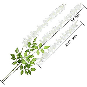 Vanassa 12pcs Artificial Fake Wisteria Vine Garland-GreenDec 3.6FtPiece Silk Wisteria Vine Ratta Hanging Flower for Home Garden Wedding Decor(green), Turquoise