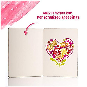 Wedding Anniversary Card For Wife - | Made From Real Bamboo | 6" X 4.5" - 1 Pack (Envelope Included) | Laser Cut, Mandala Themed Wife Anniversary Card from Husband or Significant Other (Hearts)