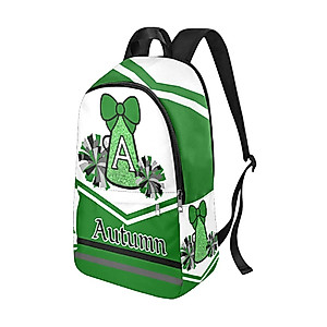 CUXWEOT Personalized Green Black Cheer Cheerleaders Backpack with Name Custom Travel Daypack Bag for Man Woman Gifts