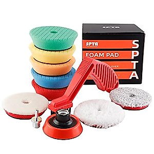 Drill polishing kit, Buffing Polishing Pads, SPTA Car Foam Drill 3-Inch Buffing Pad, 11Pcs Polishing Pads Kit,Car Buffer Polisher Kit Drill Buffing Kit for Car Polishing,Waxing,Sealing Glaze