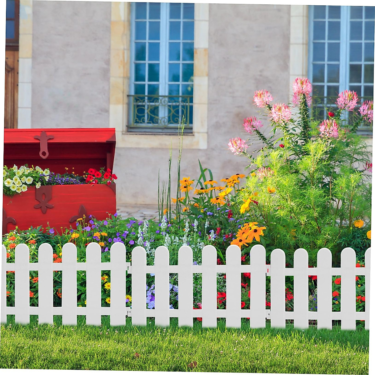 4pcs The Fence Outdoor Decoration Decorative Fences Outdoor Fence Patio Fence Tree Fence Fencing for Yard Garden Edging Dog Fence Outdoor Flower Bed Round Head Campus White Plastic