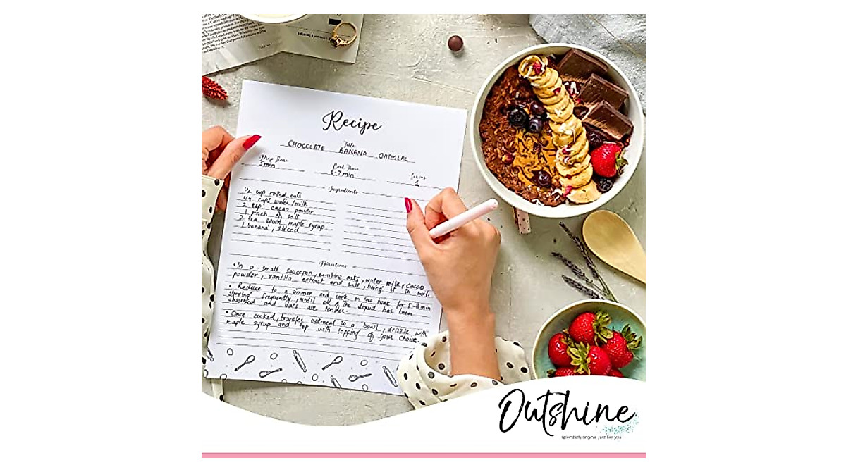 OUTSHINE Premium Recipe Sheets for 8.5" x 11" Binders