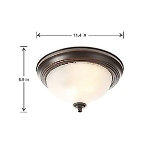 Hampton Bay 11 in. Oil-Rubbed Bronze Flush Mount with Frosted Swirl Glass Shade