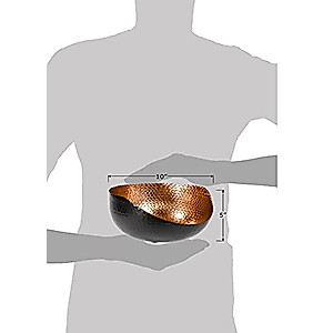 Red Co. 10 inch Decorative Hand-Hammered Aluminum Slant Cut Centerpiece Bowl, Black/Copper