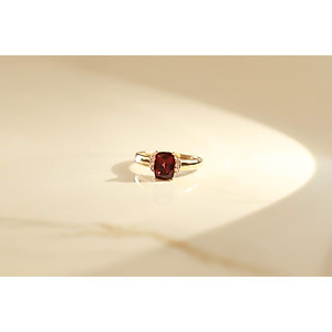 Gin & Grace 10K Rose Gold Purplish Pink Natural Garnet Diamond Ring (I1) with Daily Work Wear Jewelry for Women Gifts for Her