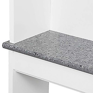 ZenStyle Over The Toilet Storage Cabinet Wood Bathroom Spacesaver Storage Organizer with Adjustable Shelves, Tempered Glass Door and Cubby, Soft White