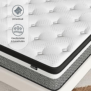 Bednew Full Mattress, 14 Inch Pocket Spring Hybrid Mattress in a Box, Individually Wrapped Coils for Motion Isolation, Medium Firm Mattress CertiPUR-US Certified…