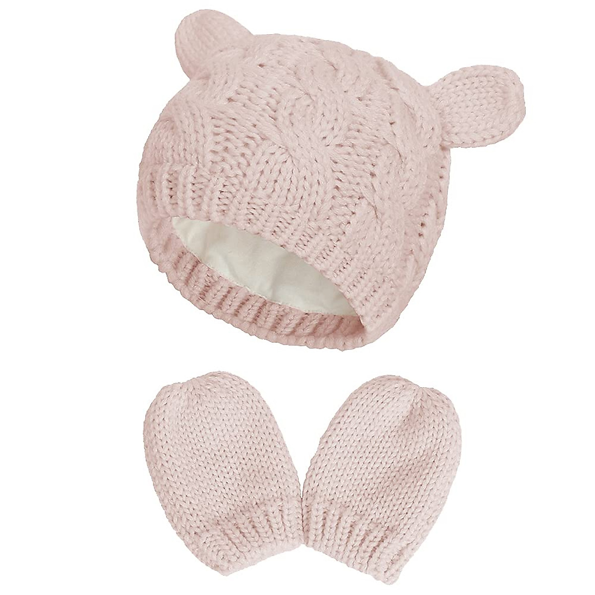Fynnsure Baby Hat Glove Set Soft Newborn Mittens Baby Girl Boys Knitted Toddler Cap Infant Winter Beanie Mitten Sets Pink S