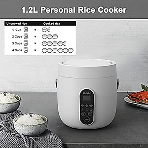 Mini Rice Cooker 2-Cups Uncooked, 1.2L Portable Non-Stick Small Travel Rice Cooker, Smart Control Multifunction Cooker with 24 Hours Timer Delay & Keep Warm Function, Food Steamer