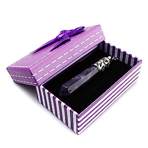 BEADNOVA Healing Crystal Necklace for Women Men Natural Amethyst Quartz Crystal Pendant Energy Healing Gemstones Jewelry Pendulum Crystal Divination (Hexagonal,18 Inches Stainless Steel Chain)