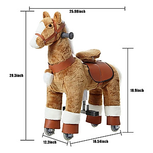 JoJoPooNy Ride on Horse Toy, Kids Ride on Toy for 3-6 Years Old, Premium Riding Horse Plush Animal Toy, Walking Horse Toy with Wheels (27 Inch Height)