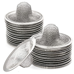 LotFancy Sink Drain Strainer, 30Pcs 2.75" Top / 1 1/8" Bathroom Sink Strainer, Stainless Steel Shower Drain Hair Catcher for Bathroom Sink, Utility, Slop, Laundry, RV and Lavatory