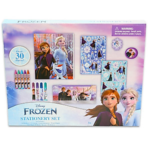 Walt Disney Studio Frozen Art Set Frozen Activity Bundle - 12 Pc Frozen Art Case with Frozen Stickers, Frozen Writing Pad, Snowflake Stamps, and More