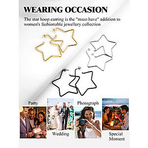 Star Hoop Earrings for Women Stainless Steel Geometric Earring Hoops Fashion Jewelry