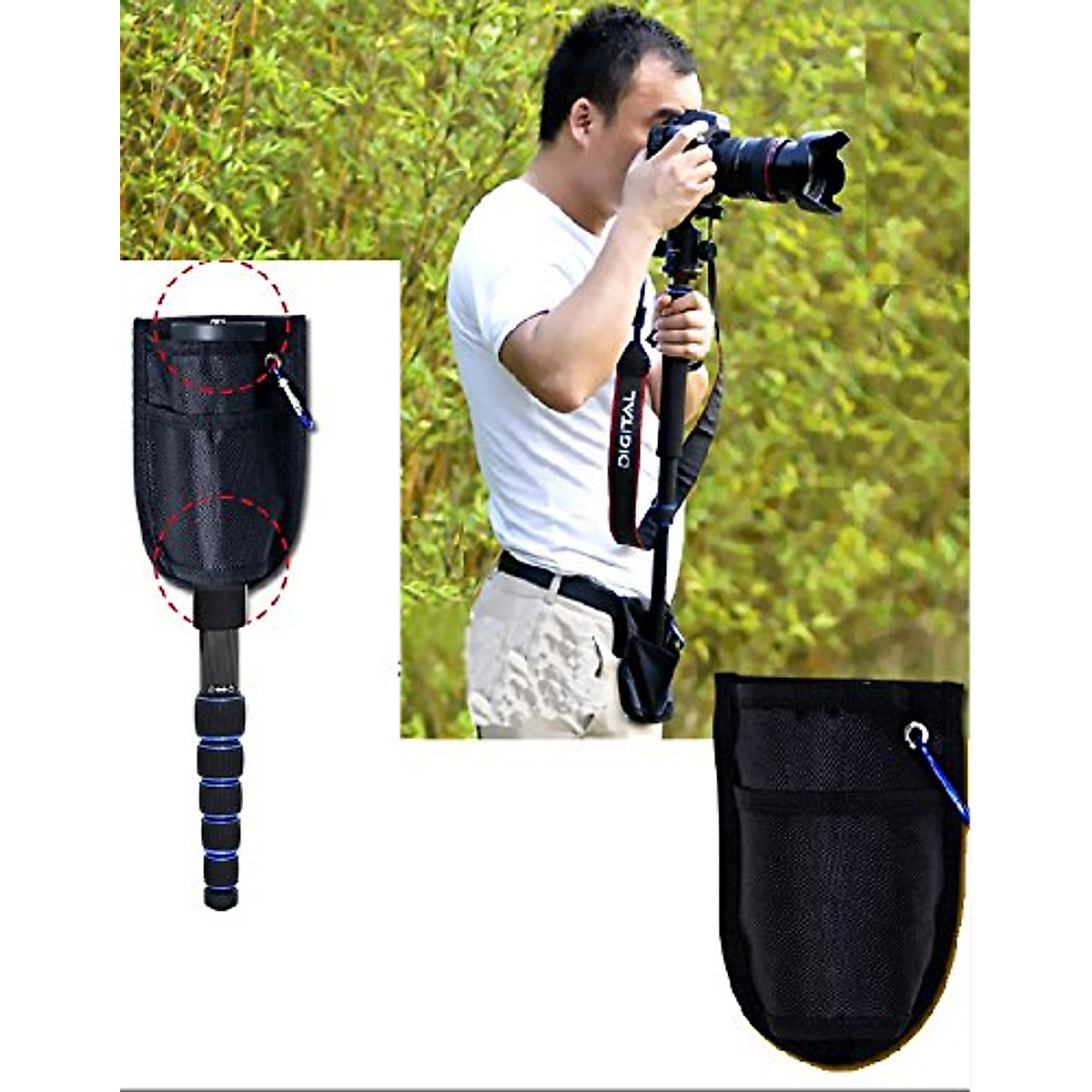 Koolehaoda 6-Section Monopod Compact Portable Photography Aluminum Alloy Unipod Stick, Max. Load 10kg / 22lbs, Folding Size is only 15-inch (K-266 Black)