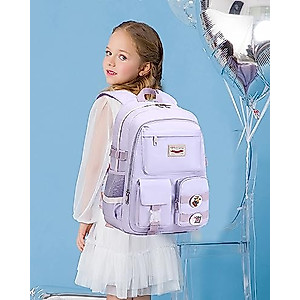 Makukke School Backpacks for Teen Girls - Laptop Backpacks 15.6 Inch College Cute Bookbag Anti Theft Women Casual Daypack,Purple Backpack
