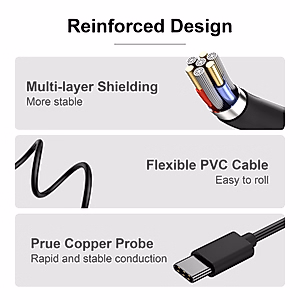 5FT Replacement Charger Cable for Samsung Smart TV Remote Control, USB Type C Charging Cable for Samsung Frame TV Remote, Samsung SolarCell Remote, Samsung Galaxy Buds+ Plus/Buds2 Pro/Buds Live