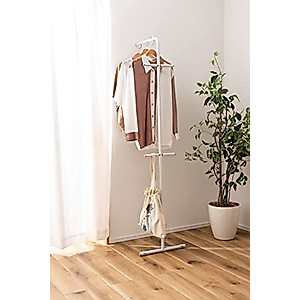 YUZU LEAF Hanger Rack, Slim, Compact, Simple, Black, White, Storage, Clothes, Stylish, Interior, Display, Stylish, Anti-Slip, Stopper, Living Alone, Stand (White)