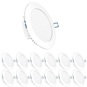 Sunco Lighting 12 Pack 6 Inch Ultra Thin LED Recessed Ceiling Lights Slim, 5000K Daylight, 14W, Damp Rated, Dimmable Canless Integrated Junction Box, ETL Energy Star