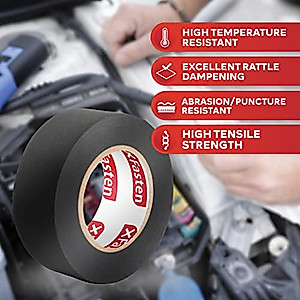 XFasten Wire Harness Tape, 3/4-Inch by 50-Foot (5-Pack), High Temp Wiring Loom Harness Self-Adhesive Felt Cloth Electrical Tape for Automotive Engine and Electrical Wiring