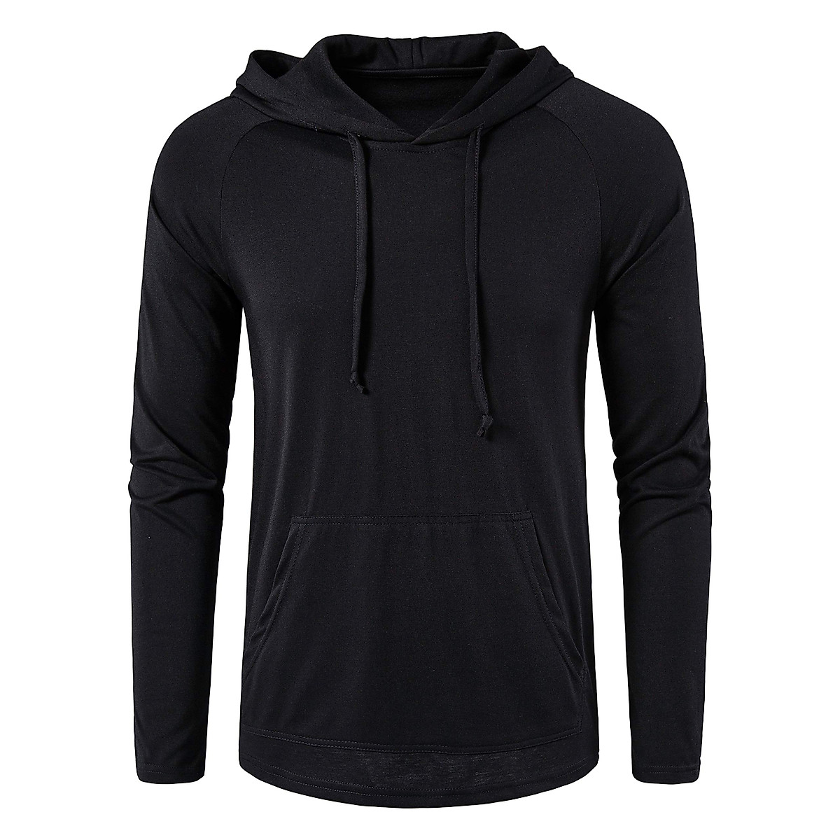 SIR7 Men's Gym Workout Active Long Sleeve Pullover Lightweight Hoodie Casual Hooded Sweatshirts(Black Large)