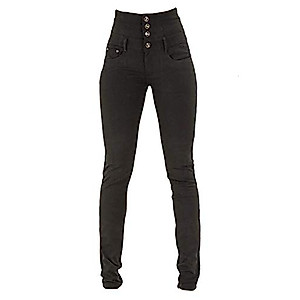 Andongnywell Plus Size Colombian Design Butt Lifting High Waist Skinny Jeans (Black,X-Large)