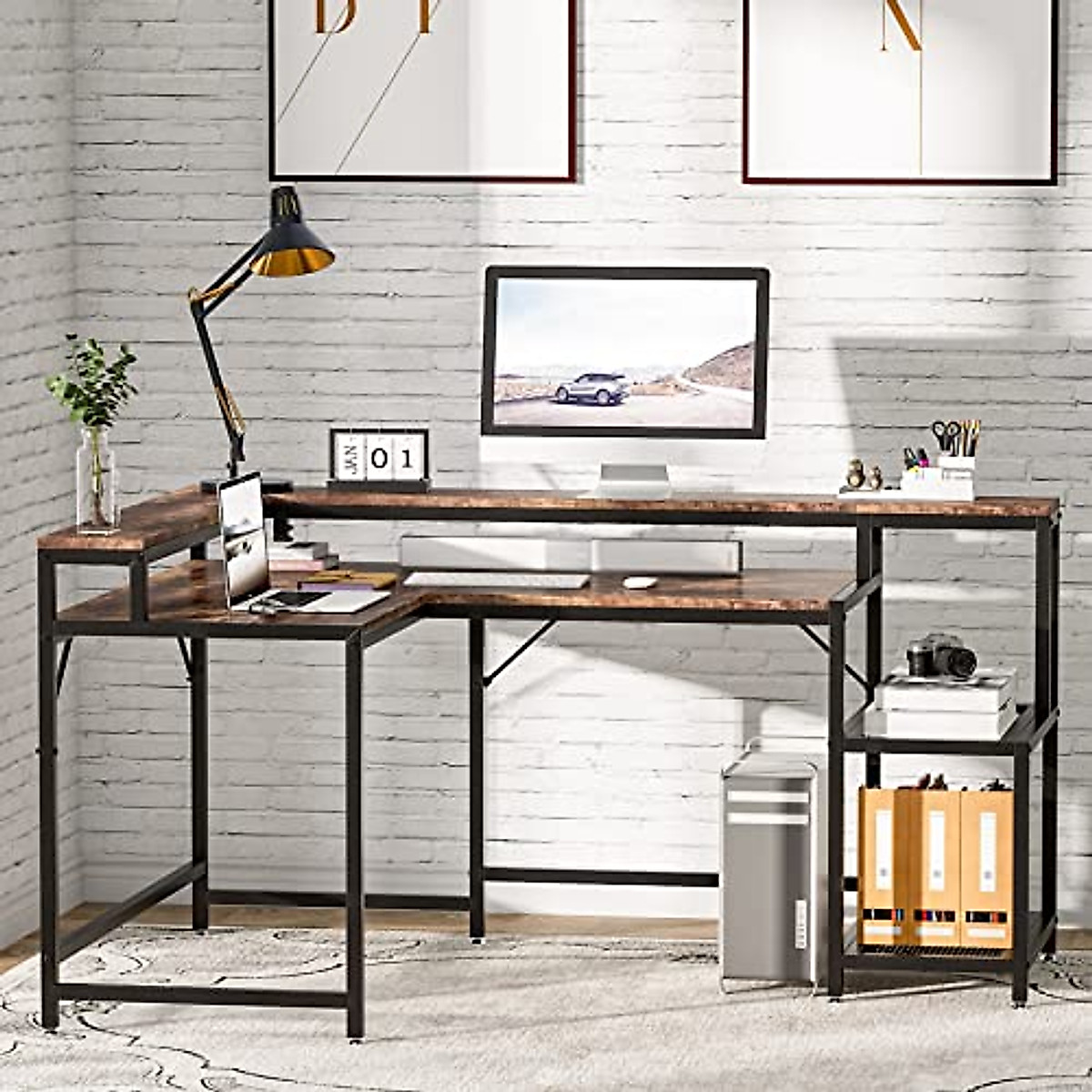 LITTLE TREE L-Shaped Computer Desk, Extra Large, Brown