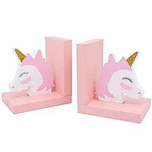 Cute Pink Unicorn Wooden Book Organizer Bookends Book end Book File Home Office Library Decoration Birthday Gift