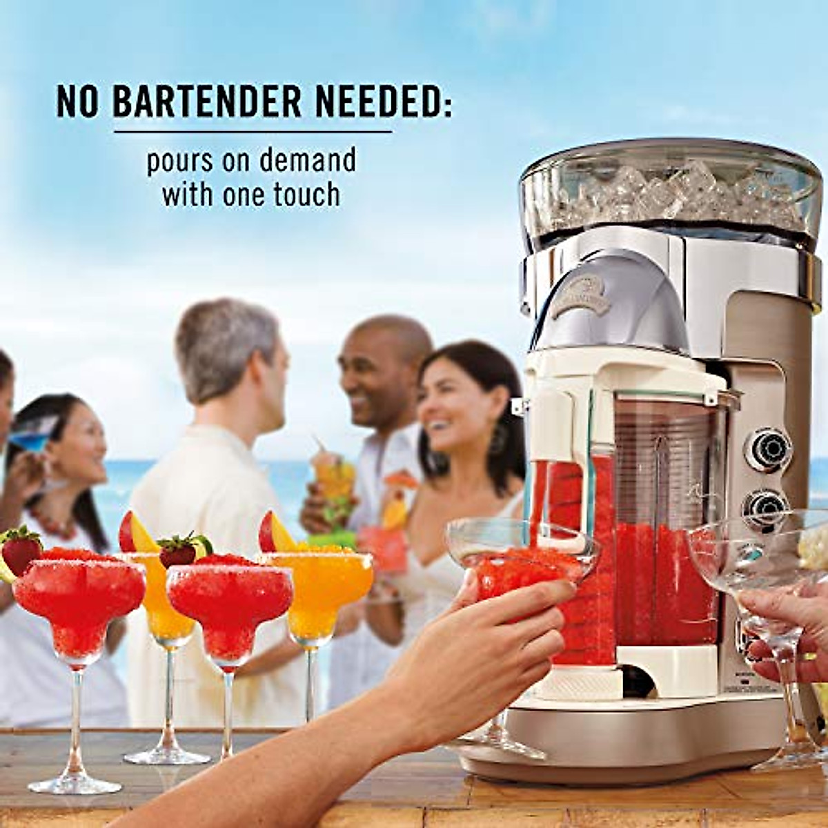 Margaritaville Bali Frozen Margaritas, Daiquiris, Coladas & Smoothies Machine with Self-Dispensing Lever and Mixes and Serves Party-Batch Size, 60 oz. Jar